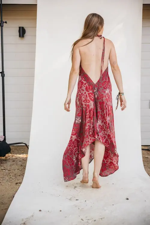 SUN CHILD Classic Silk Maxi Dress