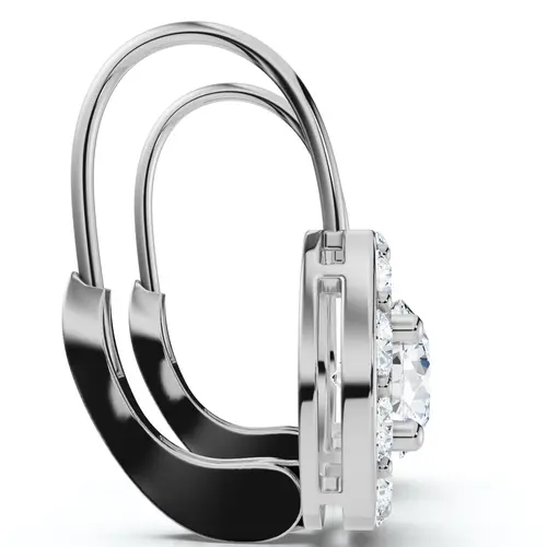 BLISS DIAMOND 1.90ct Halo Diamond Studs With Lever Backs Lab Grown Hoops Small 1/2" Tall