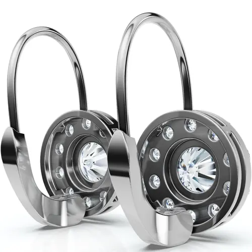 BLISS DIAMOND 1.90ct Halo Diamond Studs With Lever Backs Lab Grown Hoops Small 1/2" Tall