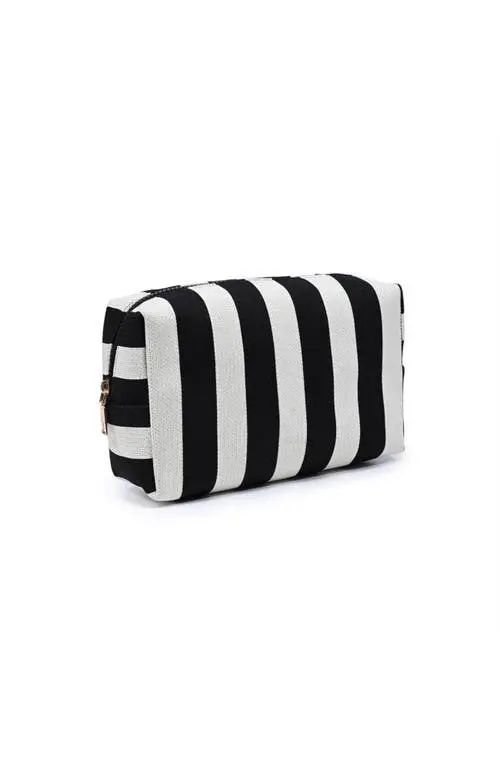 URBAN ESSENTIALS Essential Stripe Cosmetic & Travel Organizer Pouch - Black Ivory