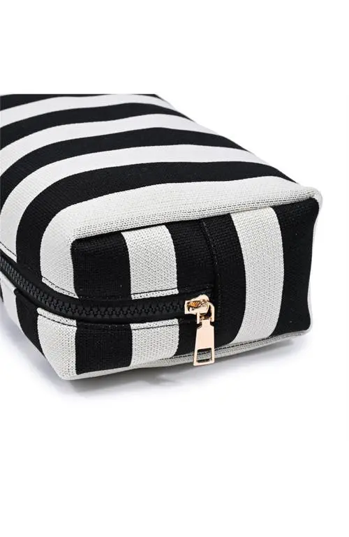 URBAN ESSENTIALS Essential Stripe Cosmetic & Travel Organizer Pouch - Black Ivory