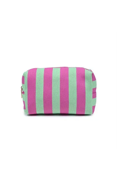 URBAN ESSENTIALS Essential Stripe Cosmetic & Travel Organizer Pouch - Mint Pink