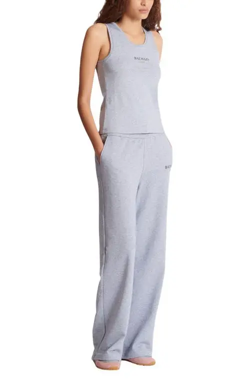 Balmain Tank Top With Print - Grey