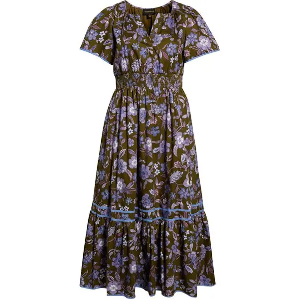 SUGARLIPS Ordy Floral Print Maxi Dress - Olive-lavender