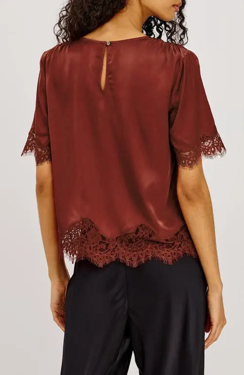 Rails Sonora Lace Trim Satin Top