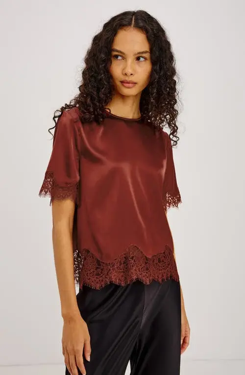 Rails Sonora Lace Trim Satin Top