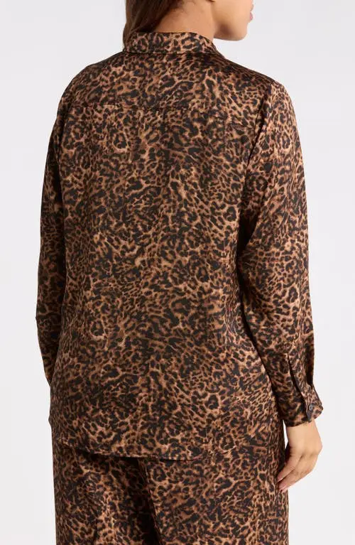 TAHARI ASL Leopard Print Long Sleeve Shirt