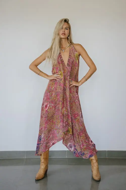 SUN CHILD Classic Silk Dress Tatum