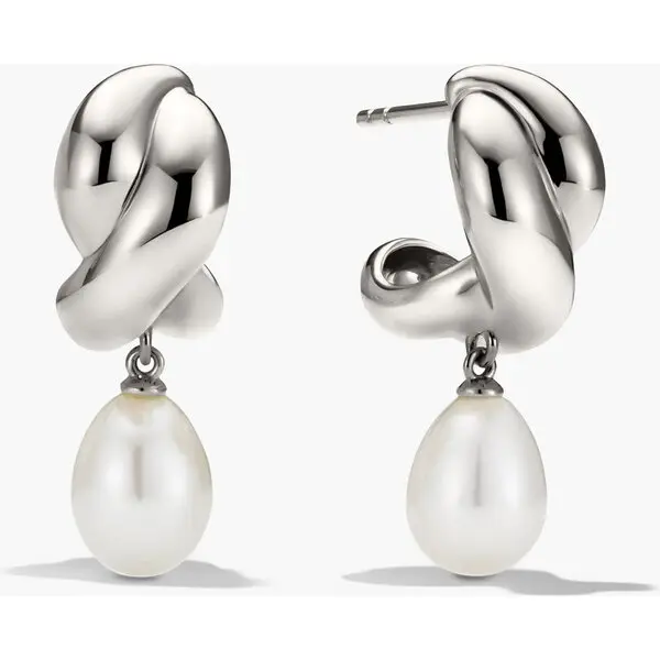 Mejuri Dôme Brioche Pearl Drop Earring - Sterling Silver