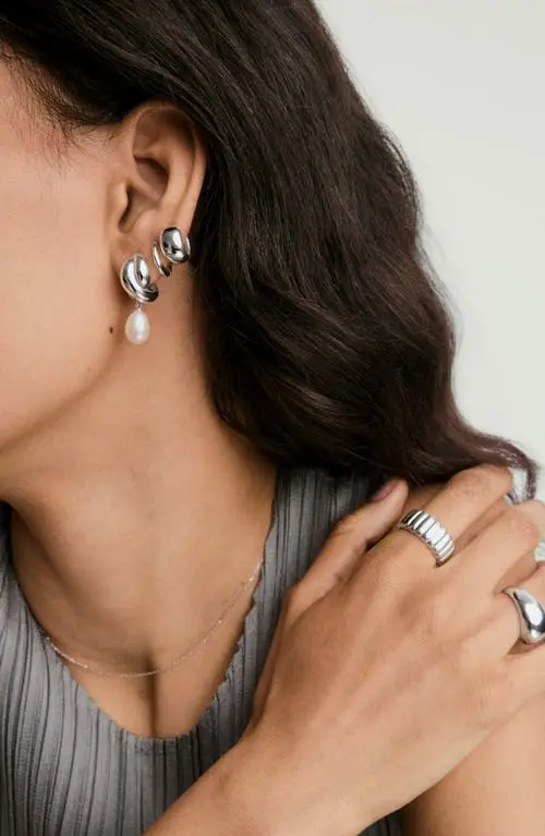 Mejuri Dôme Brioche Pearl Drop Earring - Sterling Silver