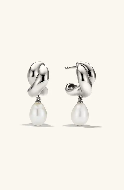 Mejuri Dôme Brioche Pearl Drop Earring - Sterling Silver