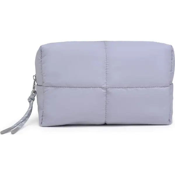 URBAN ESSENTIALS Quilted Nylon Cosmetic & Travel Organizer Pouch - Grey