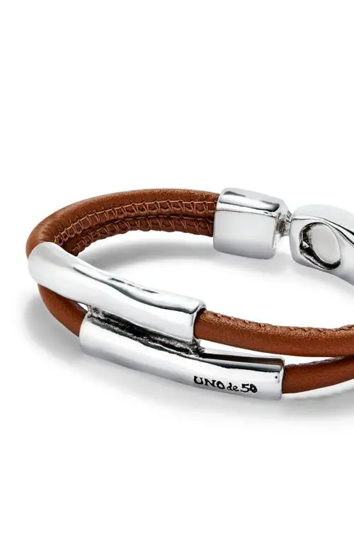 UNODE50 Camel Leather Bracelet With Details