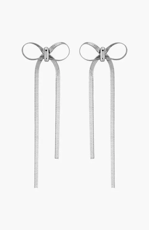 AURATE Mini Herringbone Bow Earrings