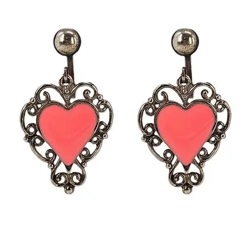 MADISON BEVERLY HILLS Vintage 1970s Pink Heart Earrings