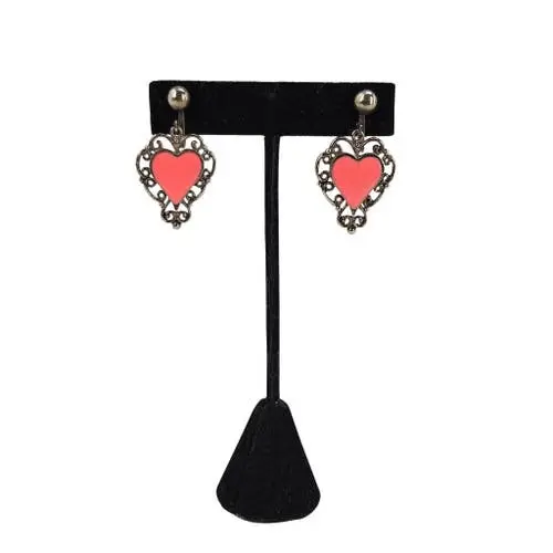 MADISON BEVERLY HILLS Vintage 1970s Pink Heart Earrings
