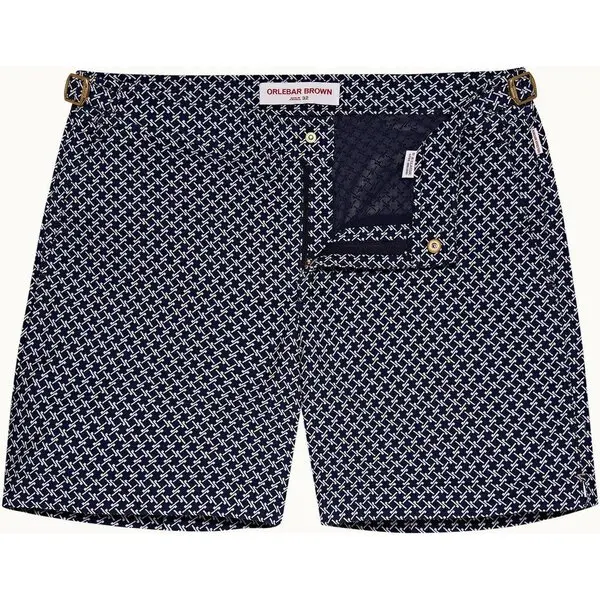 Orlebar Brown Bulldog Jacquard Mid-length Swim Shorts - Night Iris/cloud
