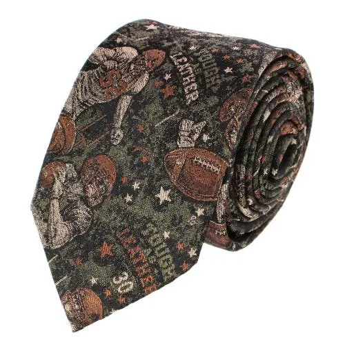 Trafalgar Tough As Leather Football Silk Novelty Necktie - Multiple