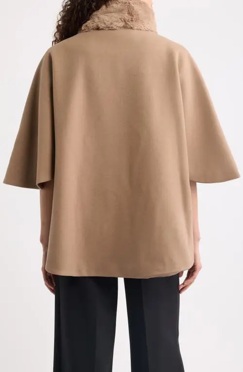 Via Spiga Faux Fur Collar Cape - Latte