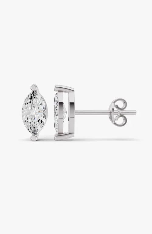SEREIA OFFICIAL 14k Gold Studs Earrings 0.25 Ct Marquise Prong Solitaire - White Gold