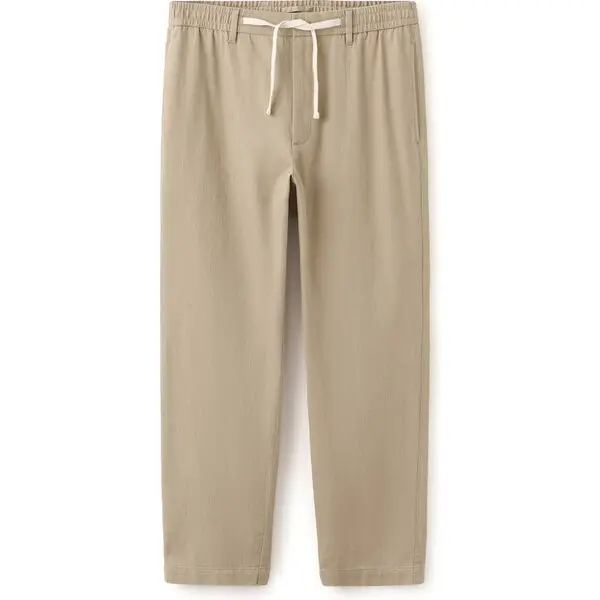 Mango Relaxed Fit Cotton & Linen Pants - Beige