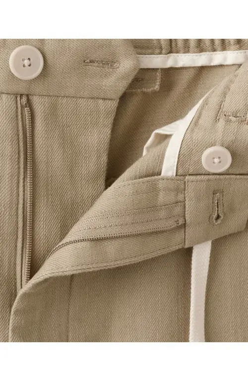 Mango Relaxed Fit Cotton & Linen Pants - Beige