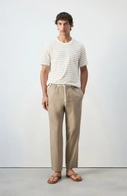 Mango Relaxed Fit Cotton & Linen Pants - Beige