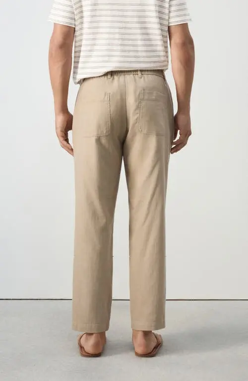 Mango Relaxed Fit Cotton & Linen Pants - Beige