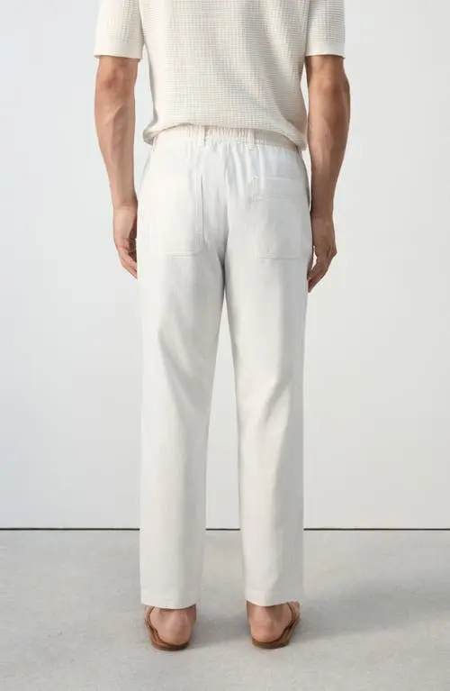 Mango Relaxed Fit Cotton & Linen Pants - Off White