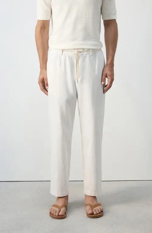 Mango Relaxed Fit Cotton & Linen Pants - Off White