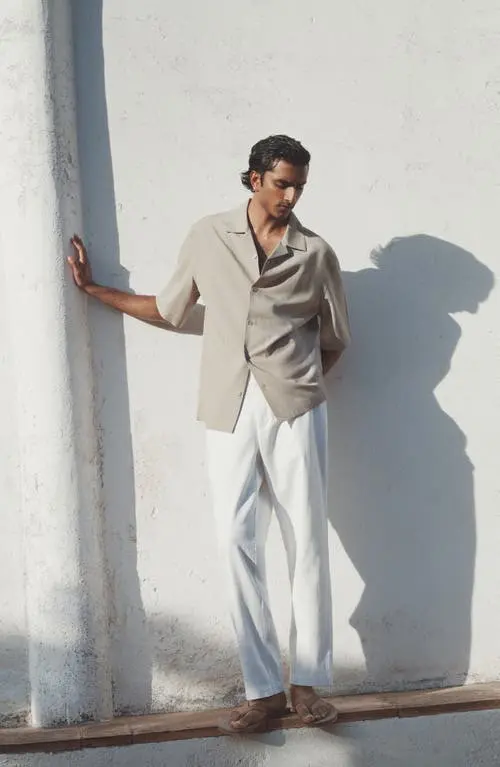 Mango Relaxed Fit Cotton & Linen Pants - Off White