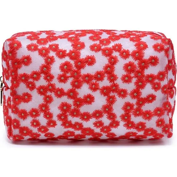 URBAN ESSENTIALS Daisy Chain Cosmetic & Travel Organizer Pouch - Red