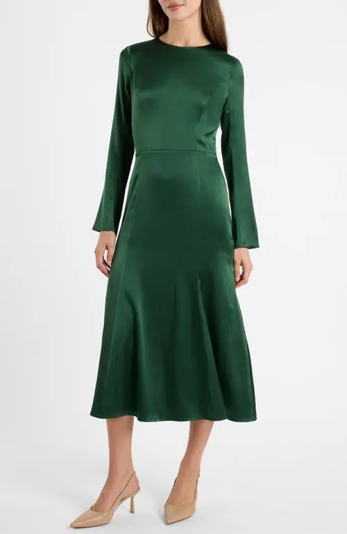 Santorelli Melara Midi Dress In Stretch Silk Crepe De Chine - Evergreen