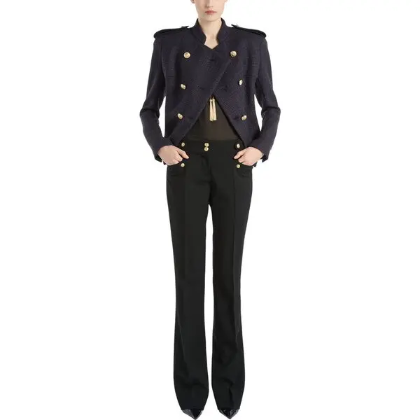 Balmain Tweed 6-button Jacket - Blue