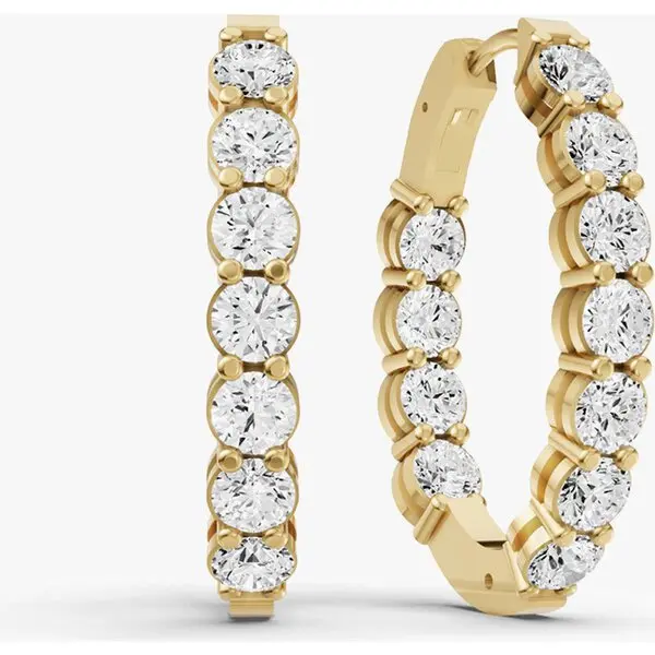 SEREIA OFFICIAL 14k Gold 3 Ct Sereia Earrings Hoop Diamonds - Yellow Gold