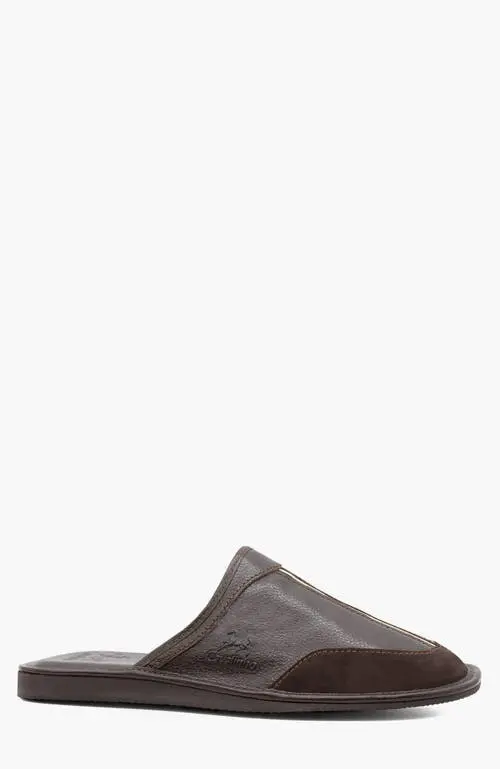 CAVALINHO Leather House Slippers With Suede Accents And Striped Detailing - Brown