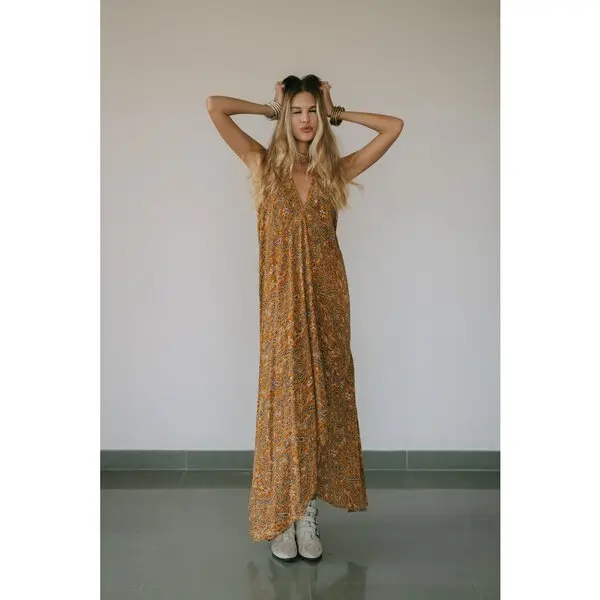 SUN CHILD Classic Silk Dress Layla - Orange