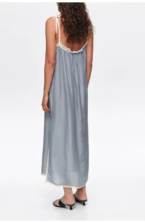 Bimba Y Lola Silk Lace Strap Maxi Dress