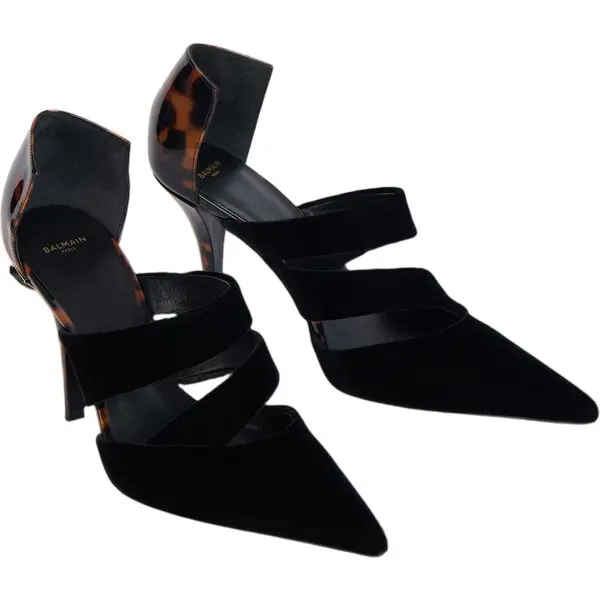 Balmain Velvet And Printed Patent Leather Courts