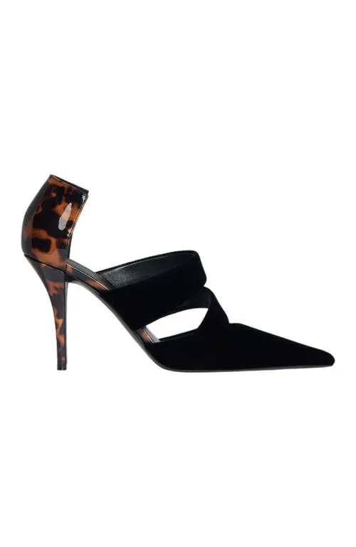 Balmain Velvet And Printed Patent Leather Courts
