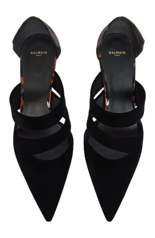 Balmain Velvet And Printed Patent Leather Courts