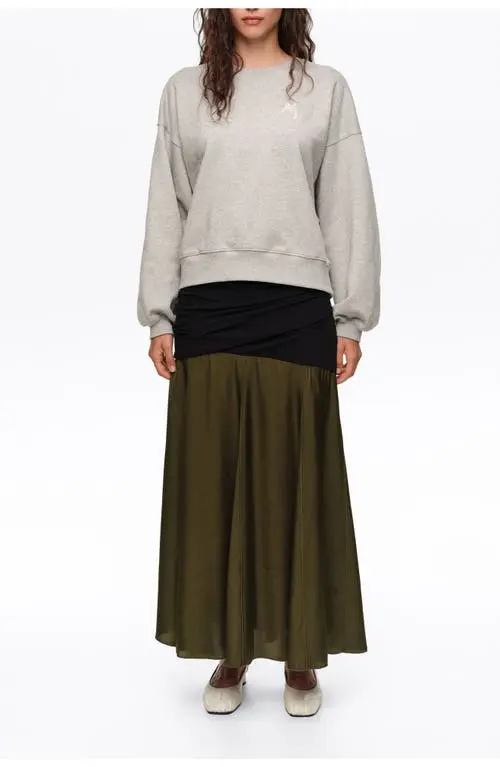 Bimba Y Lola Mixed-fabric A-line Midi Skirt - Black