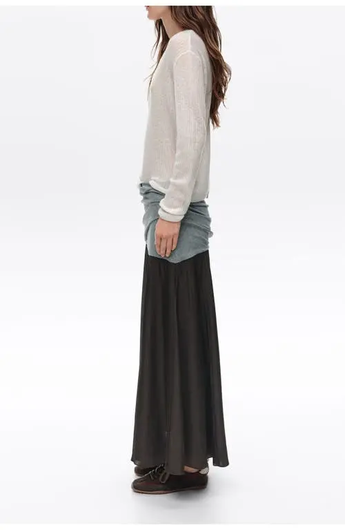 Bimba Y Lola Mixed-fabric A-line Midi Skirt - Melange Grey