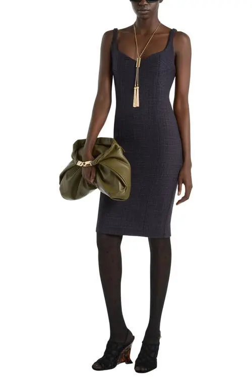Balmain Tweed Dress With Spaghetti Straps - Blue