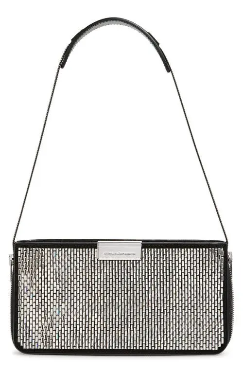 Alexander Wang Siren Pochette Crystal Embellished Leather Shoulder Bag - Black