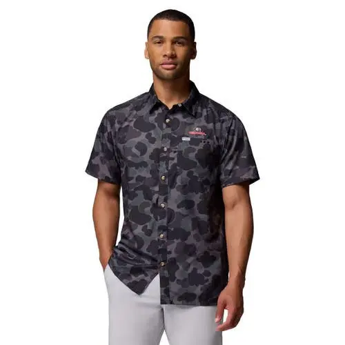 Columbia Georgia Bulldogs Super Slack Tide Omni-wick Button-up Shirt - Black
