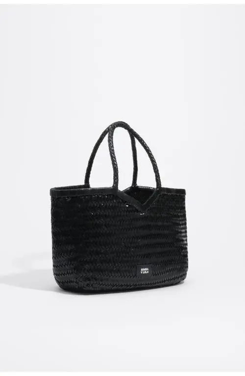 Bimba Y Lola Large Plaited Leather Shopper Bag - Black