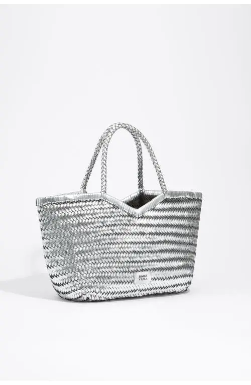 Bimba Y Lola Large Plaited Leather Shopper Bag - Silver
