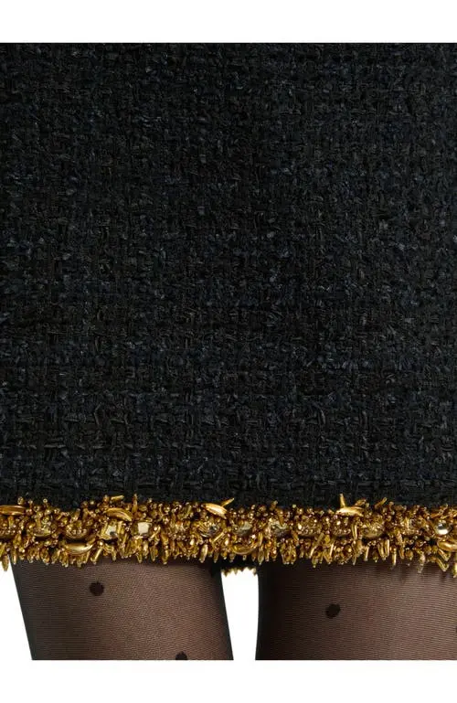 Balmain Short Tweed Skirt With Embroidered Trim