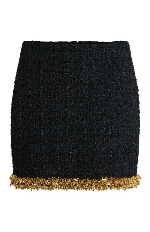 Balmain Short Tweed Skirt With Embroidered Trim